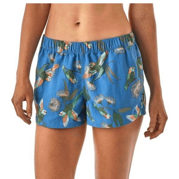 Patagonia | Shorts | Patagonia Blue Tropical Print Parrots Shorts ...
